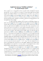 Stability in Motion | Analytical Essay | Marina Keegan | Opgave